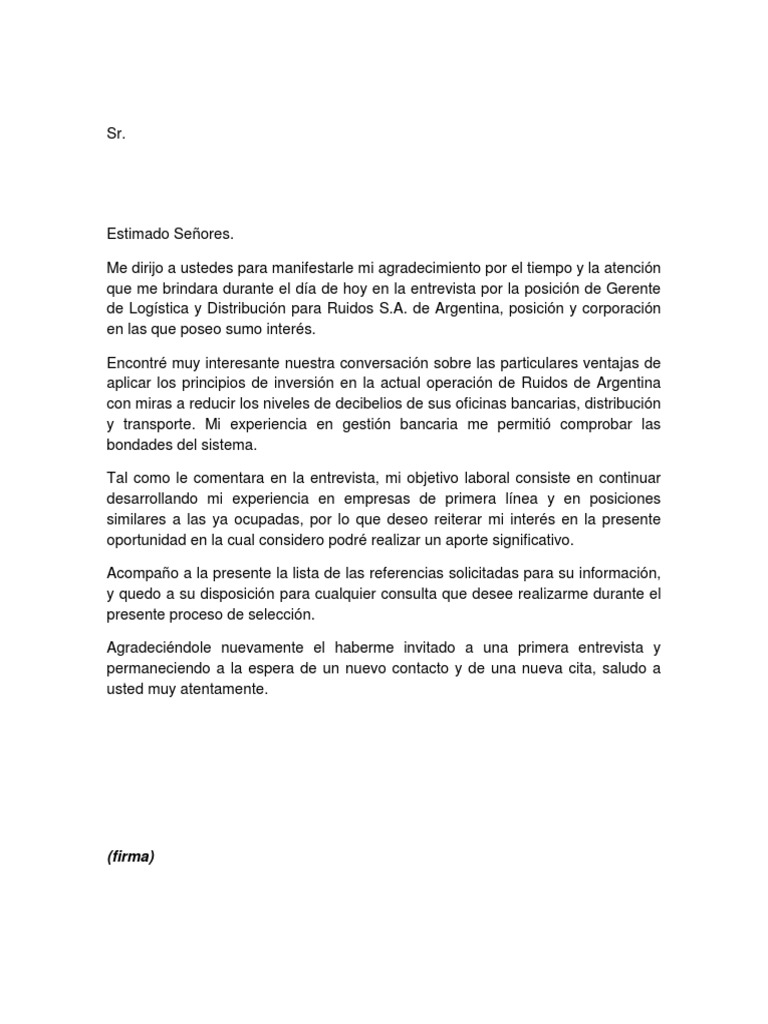 Carta de Agradecimiento | PDF