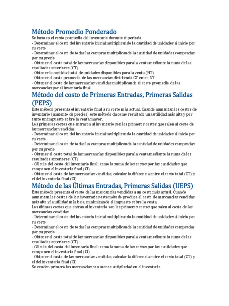 Método Promedio Ponderado | PDF | Valoración empresarial | Inventario