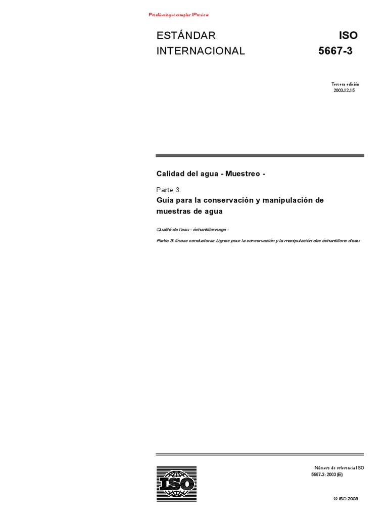 ISO-5667-3 en Es | PDF | Agua | Oxígeno