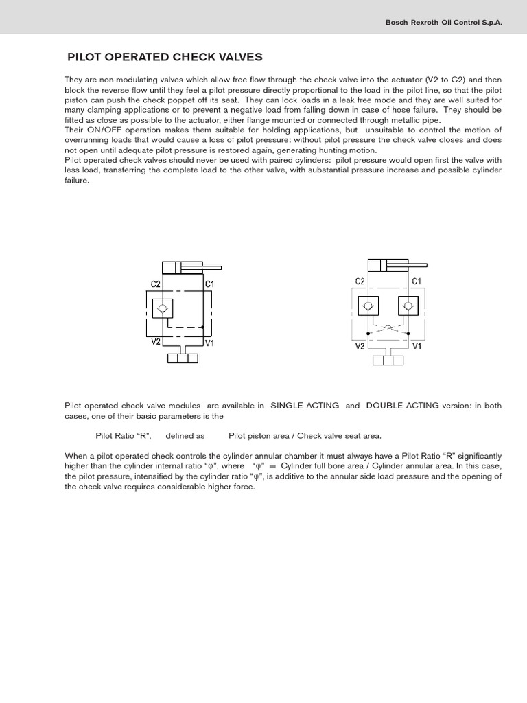 Pilot Operated Check Valves: Bosch Rexroth Oil Control S.p.A | PDF