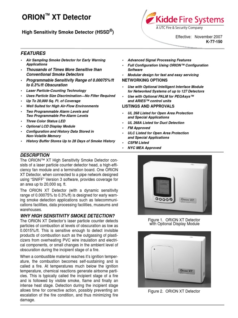 02.orion XT HSSD Detector Data Sheet | PDF | Relay | Detector (Radio)