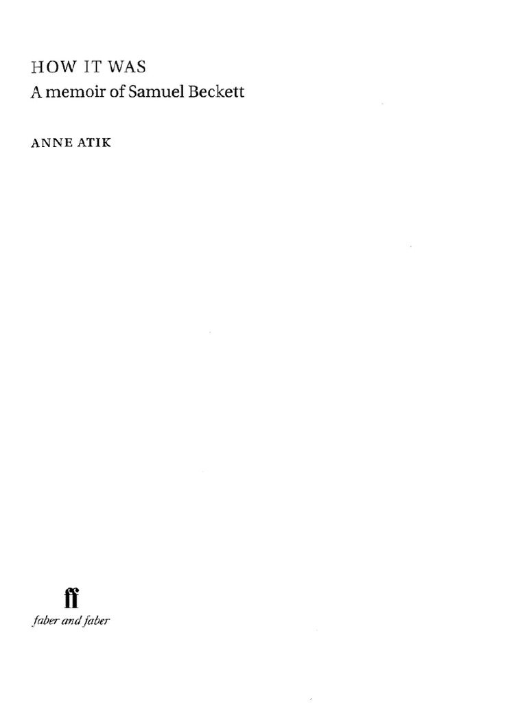 Anne Atik - How It Was. A Memoir of Samuel Beckett PDF | PDF