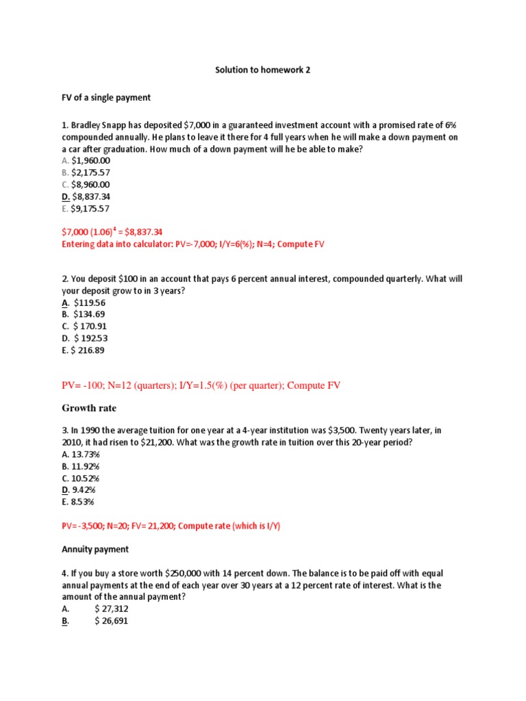 HW 2-Soln | PDF | Present Value | Interest