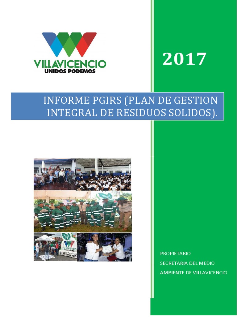 Informe Pgirs 2017 - Plan de Gestion Integral de Residuos Solidos | PDF | Residuos | Correo