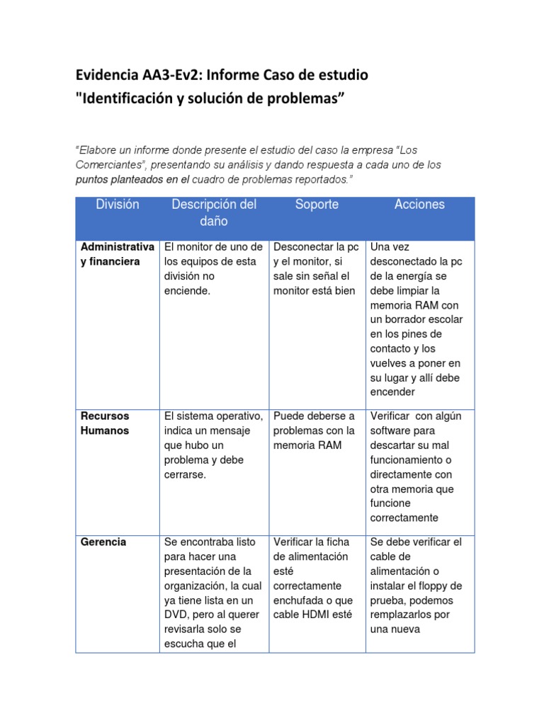 Evidencia AA3-Ev2 Informe Caso de Estudio | PDF | Almacenamiento de datos de la computadora ...