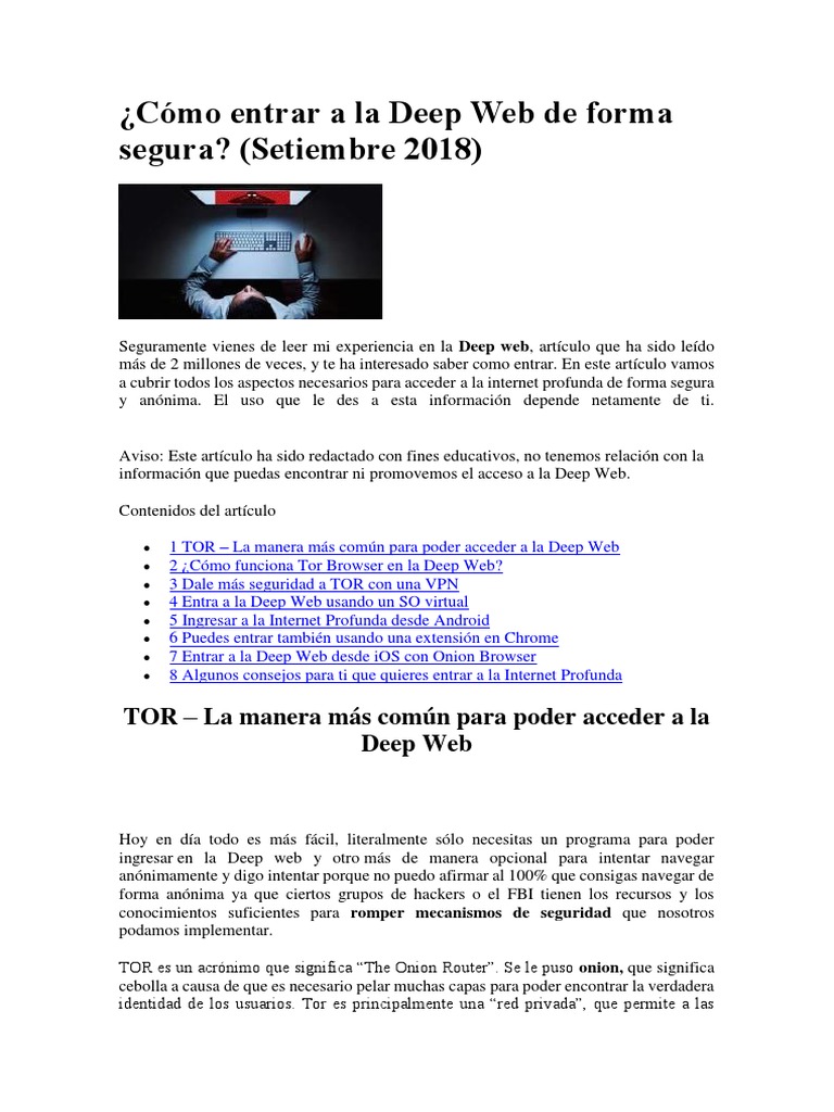 Cómo Entrar A La Deep Web de Forma Segura | PDF | Tor (Red de anonimato ...