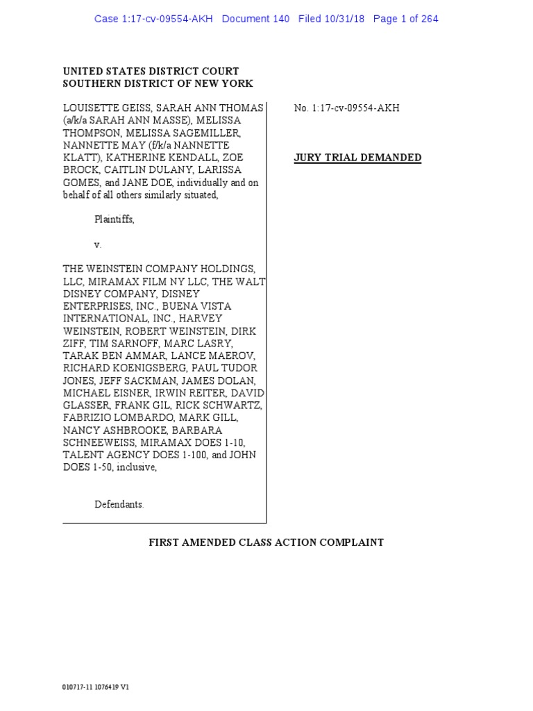 Hagens Berman Amended Harvey Weinstein Complaint | Download Free PDF | Racketeer Influenced And ...