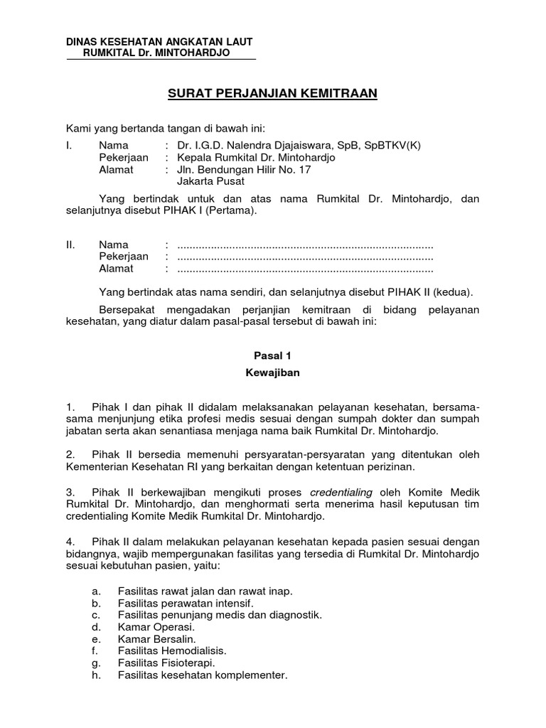 Format Surat Perjanjian Kemitraan | PDF