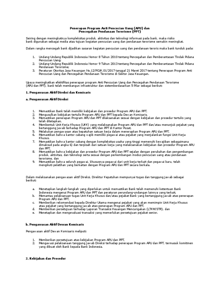 Penerapan Program Anti Pencucian Uang | PDF