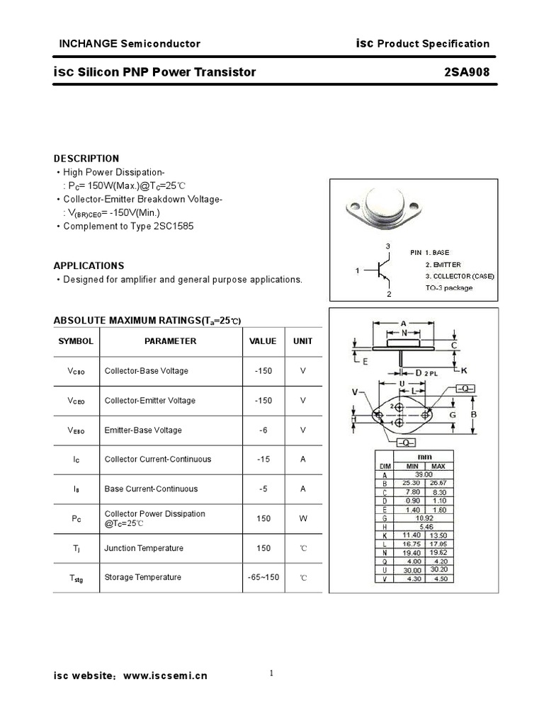 2SA908_2SC1585 datasheet