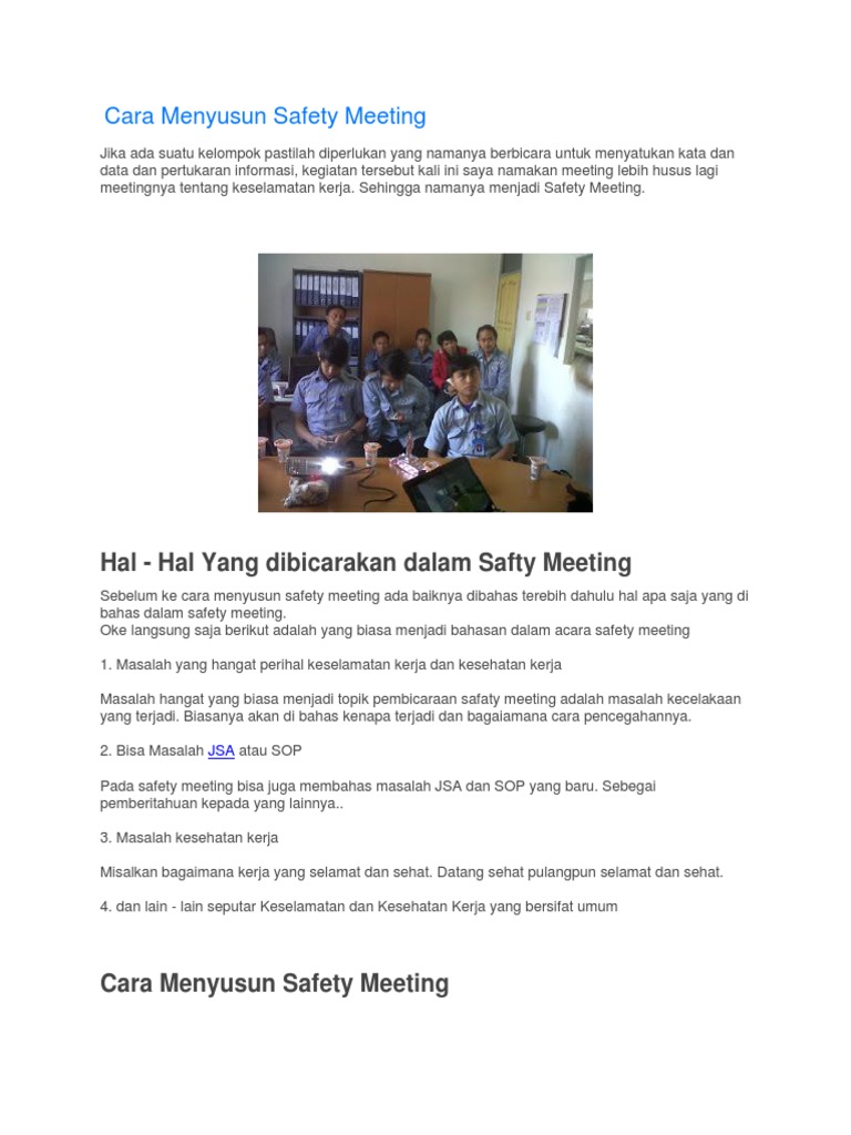 Panduan Menyusun Safety Meeting Efektif | PDF | Bisnis