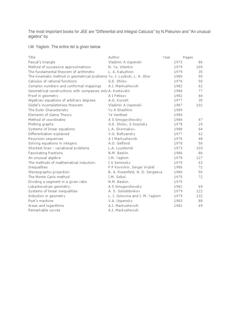 Essential Russian Math Books for JEE | PDF | Geometry | Teaching ...