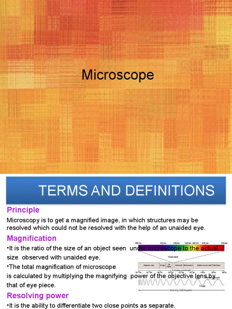 Microscope Types and Key Definitions | PDF | Angular Resolution ...