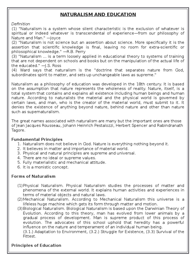 Naturalism and Education | PDF | Naturalism (Philosophy) | Science