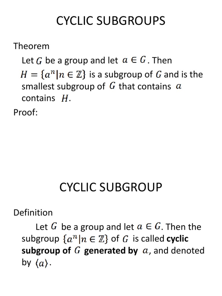 Properties and Examples of Cyclic Subgroups | PDF
