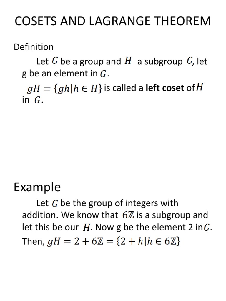 Cosets and Lagrange Theorem | PDF Cosets and Lagrange Theorem | PDF