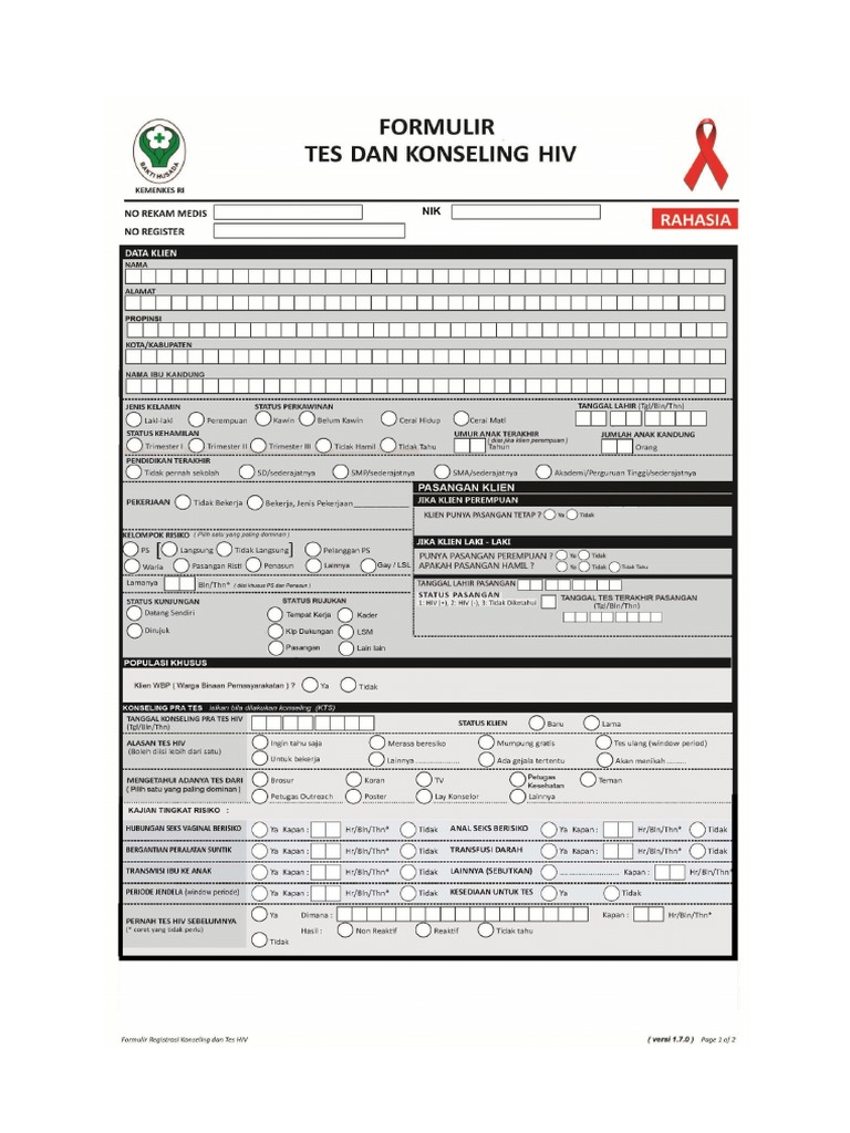 Formulir Tes Dan Konseling HIV | PDF