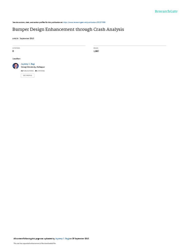 Bumper Design Enhancement Through Crash Analysis | PDF | Mechanical ...