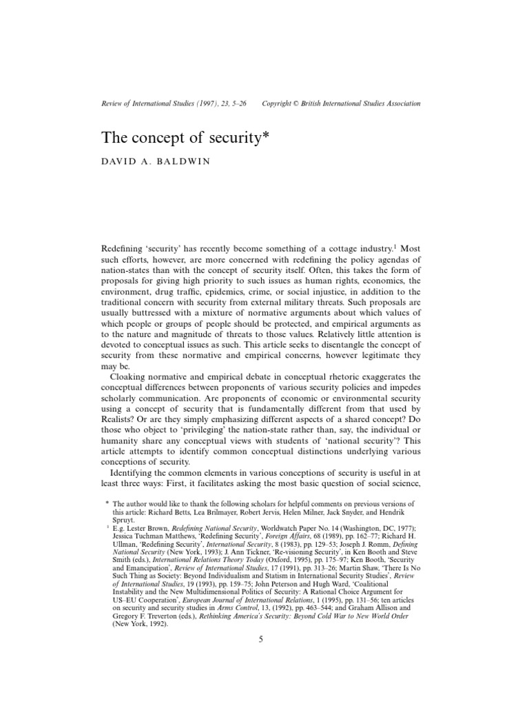 Baldwin The Concept Of Security Pdf Value Ethics Concept