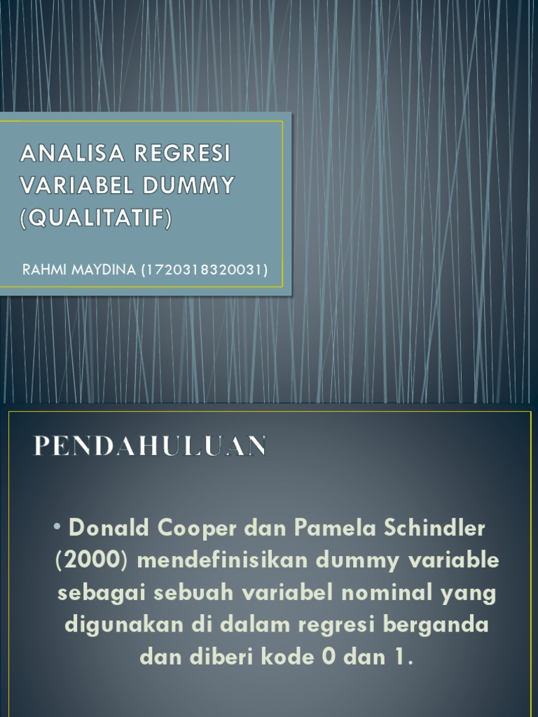 Analisa Regresi Variabel Dummy (Qualitatif) | PDF