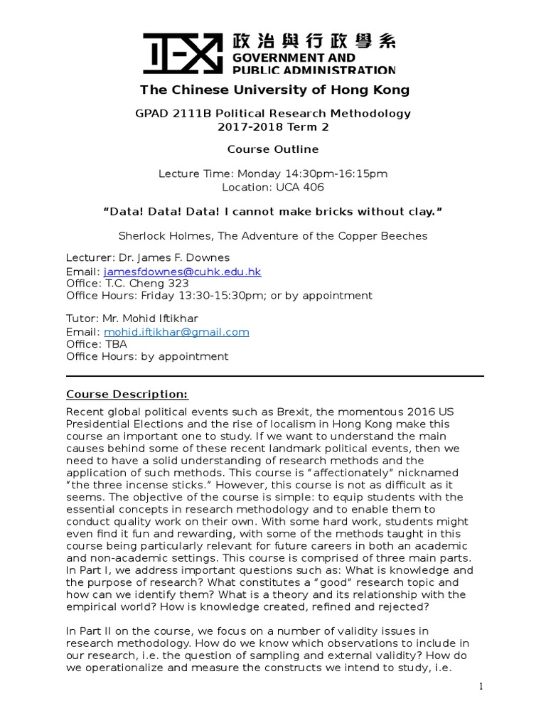 Political Research Methodology Course | PDF | Statistics | Validity ...