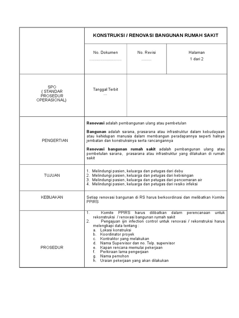 Sop Revisi Renovasi Bangunan | PDF