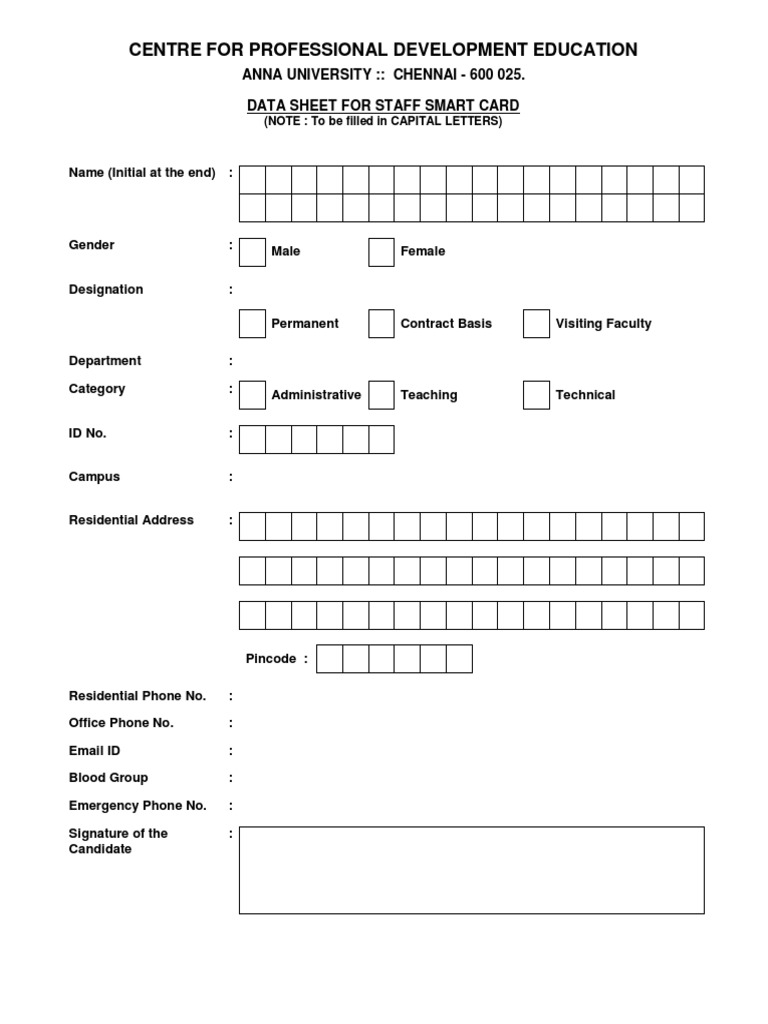Staff - Smart Card Form | PDF