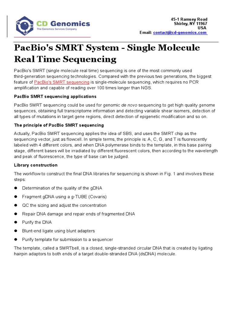 PacBio's SMRT System - Single Molecule Real Time Sequencing | PDF | Dna ...