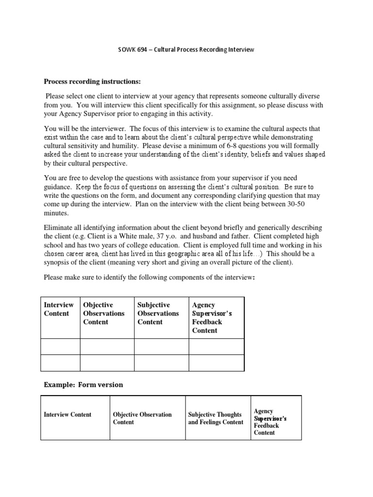 Cultural Interview Assignment | PDF | Interview | Question