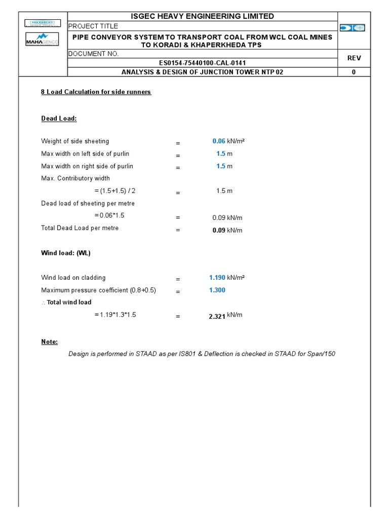 Load Calculation and Structural Analysis of Side Runners for a Junction ...