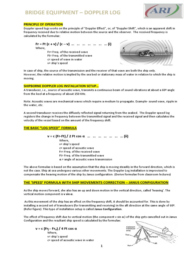 Doppler Log Notes | PDF | Doppler Effect | Frequency