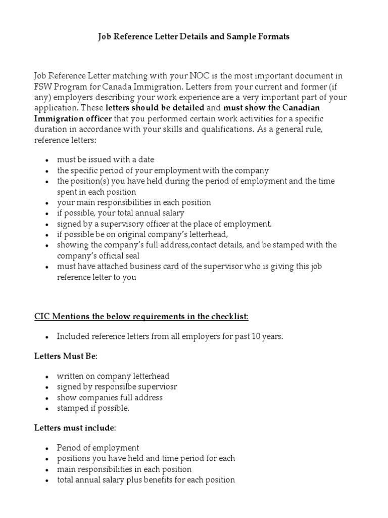 Employment Letter Sample For Immigration