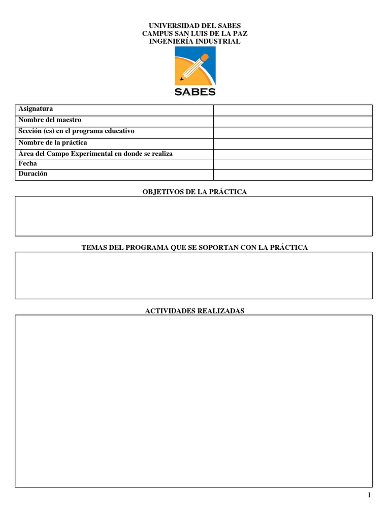 Formato de Reporte de Practicas de Campo | PDF