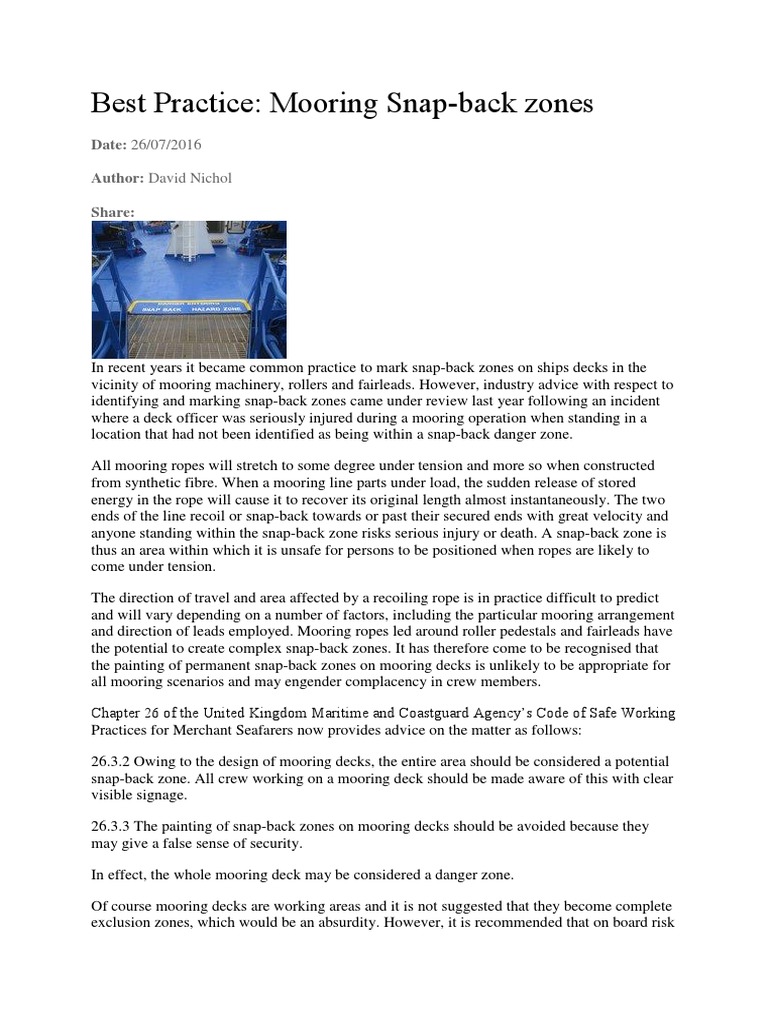 Best Practice Snapback Zones | PDF | Rope | Ships