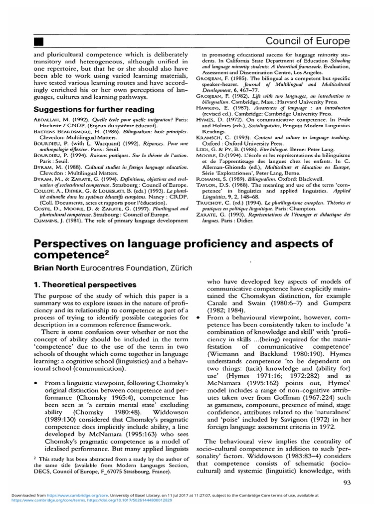 Perspectives On Language Proficiency and Aspects of Competence | PDF ...