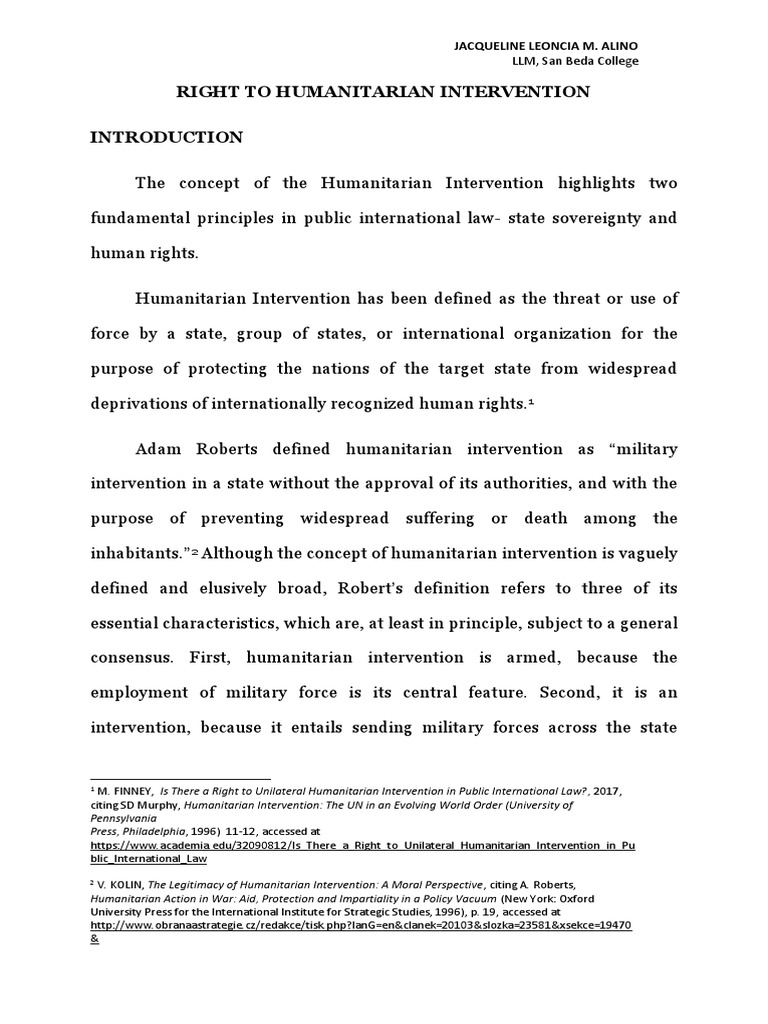 Right to Humanitarian Intervention Explained | PDF | Human Rights ...