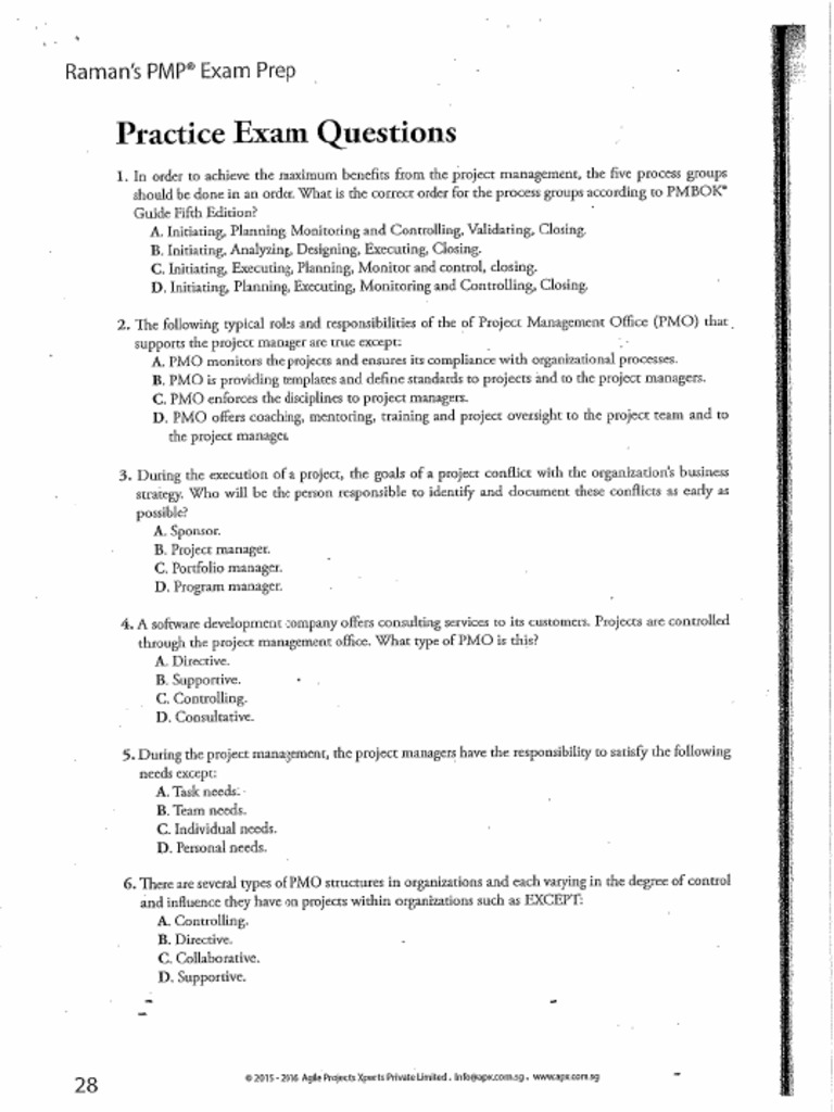 Raman PMP Exam Prep Questions | PDF