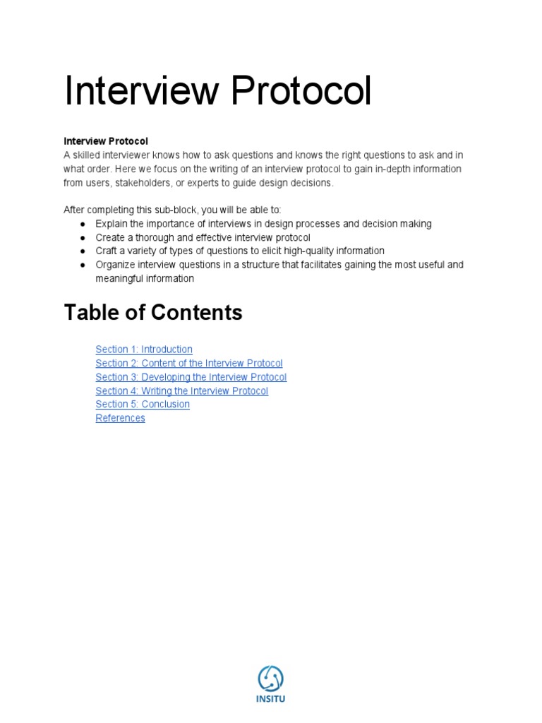 Interview Protocol | PDF | Interview | Ethnography