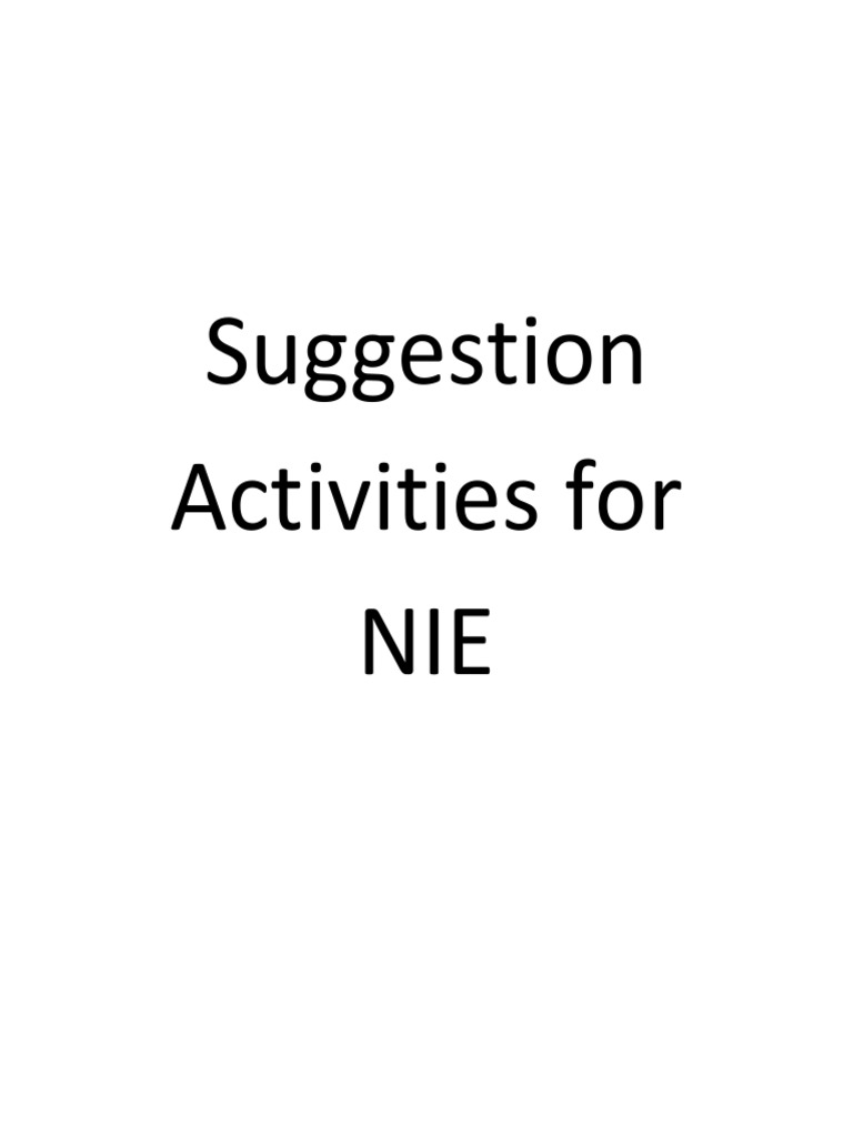 Suggestion Activities For NIE | PDF