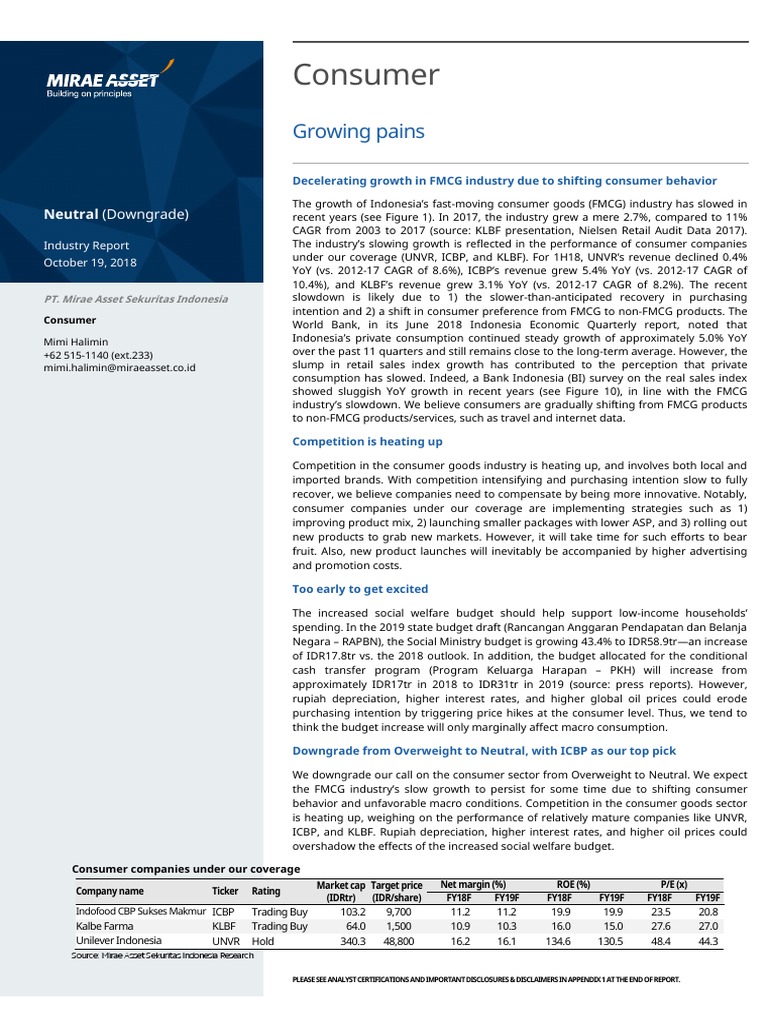 Consumer: Growing Pains | PDF | Financial Analyst | Securities (Finance)