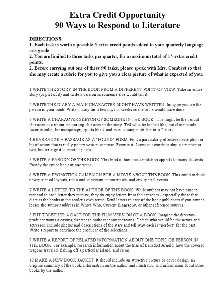 90 Ways To Respond To Literature | PDF | Art