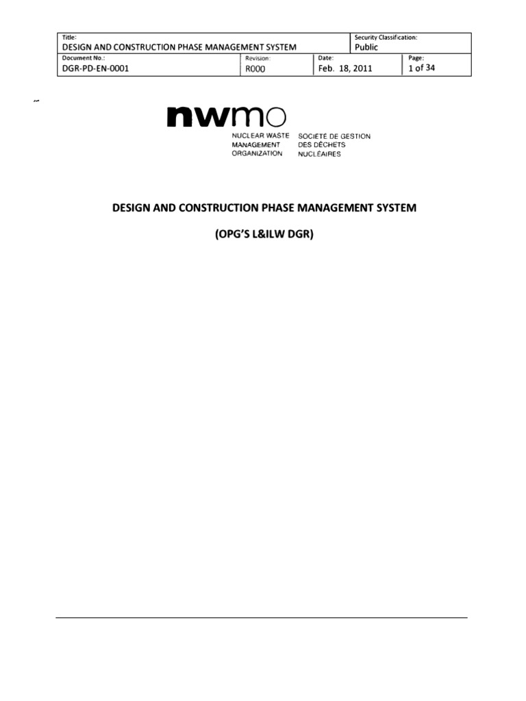 Design & Construction Phase Management-NWMO | PDF | Governance ...