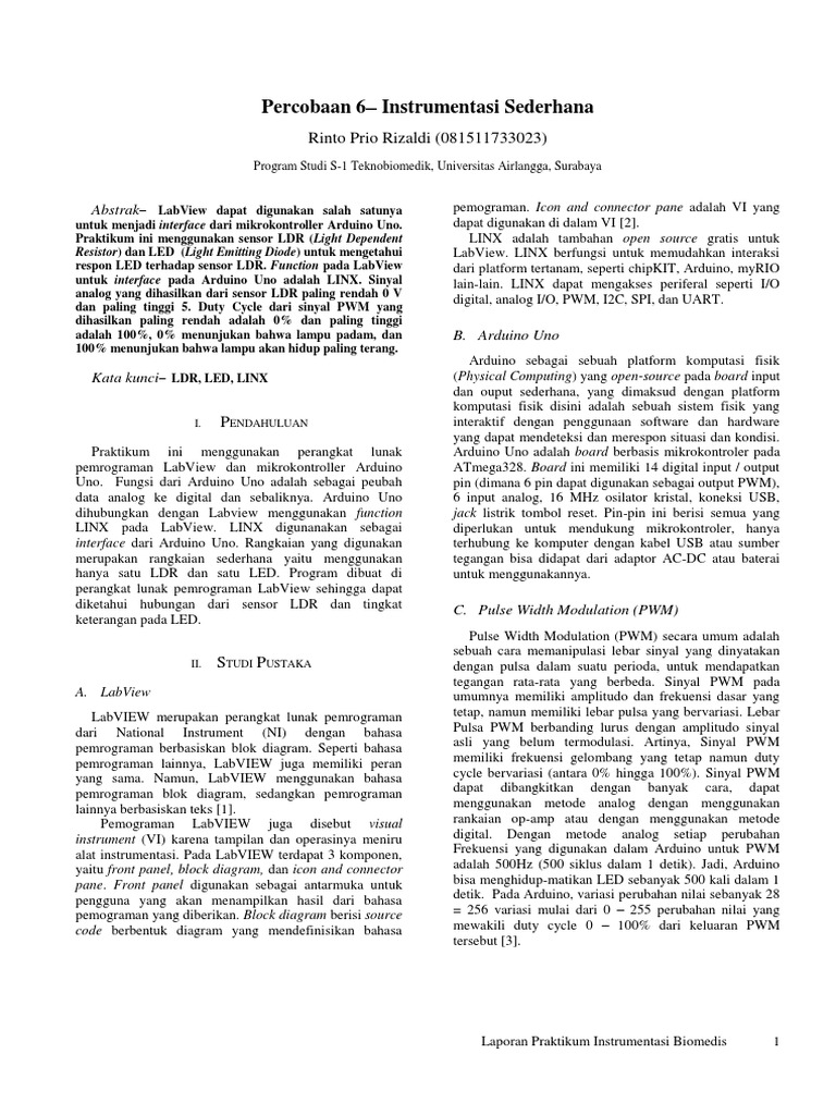 Percobaan 6 - Laporan Instrumentasi Biomedis | PDF