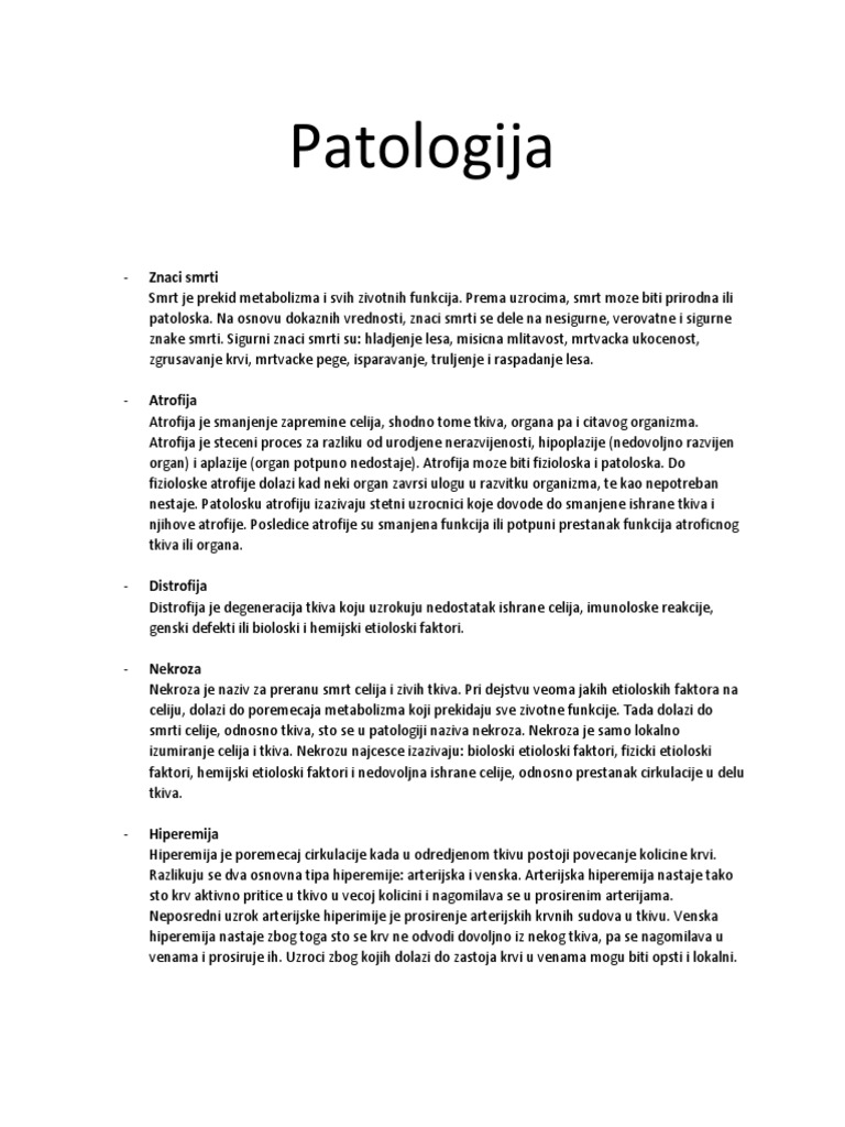 Opsta Patologija Ukratko | PDF