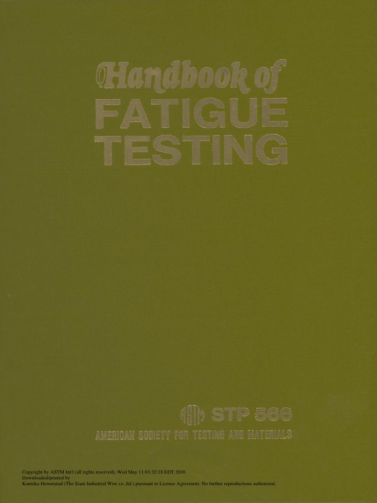 Handbook of Fatigue Testing | PDF | Fatigue (Material) | Experiment
