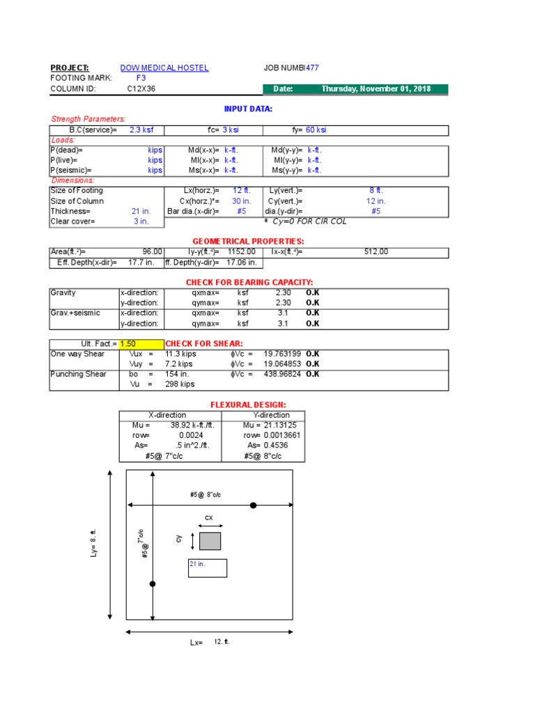 Single Footing - US Units | PDF | Solid Mechanics | Structural Engineering