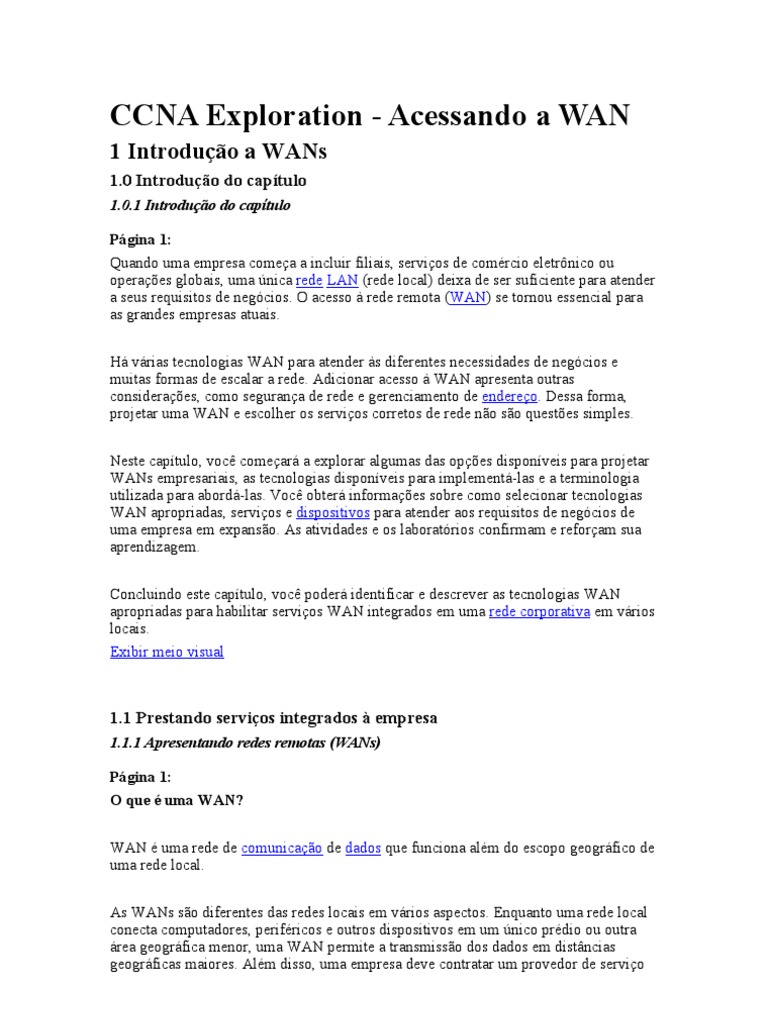 CCNA Exploration - 4 Modulo - Acessando A WAN | PDF