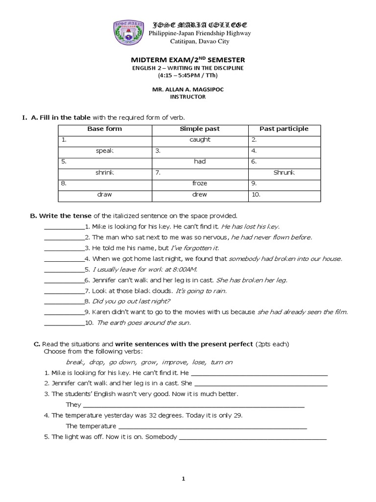 Midterm Exam - Eng2 | PDF | Paragraph | Onomastics