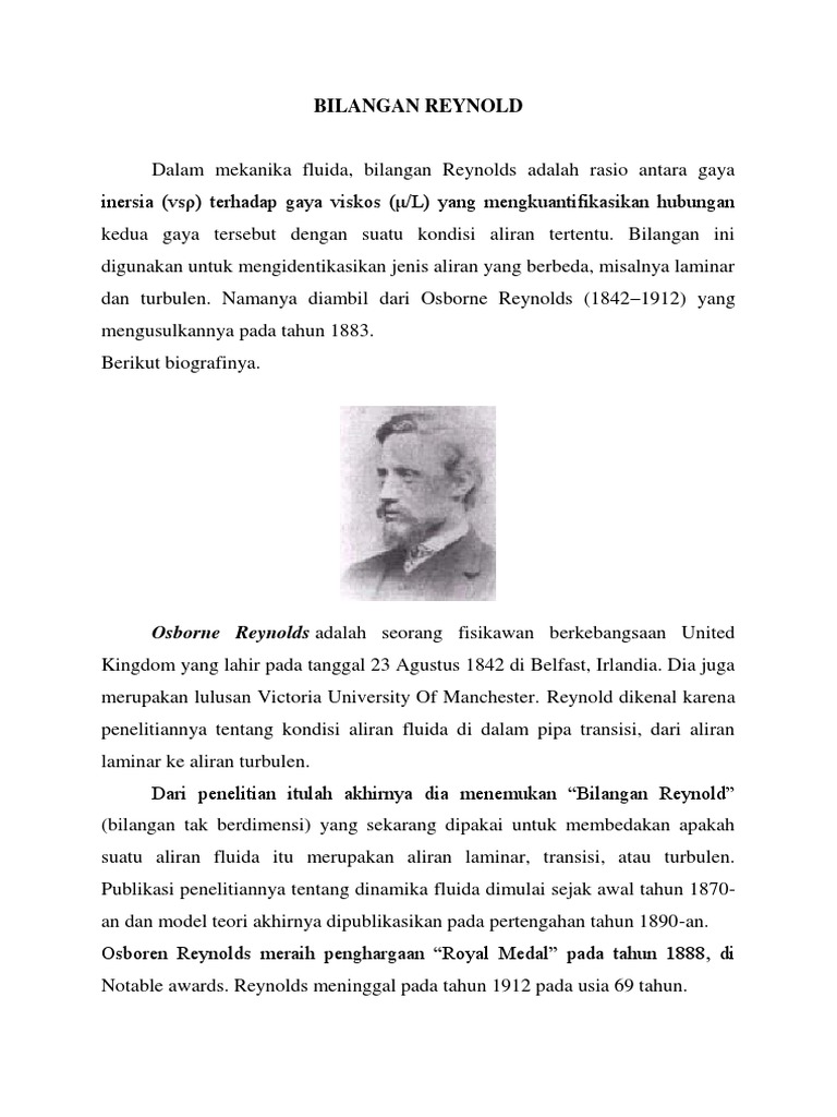 Pengertian dan Rumus Bilangan Reynolds | PDF | Teknologi & Rekayasa