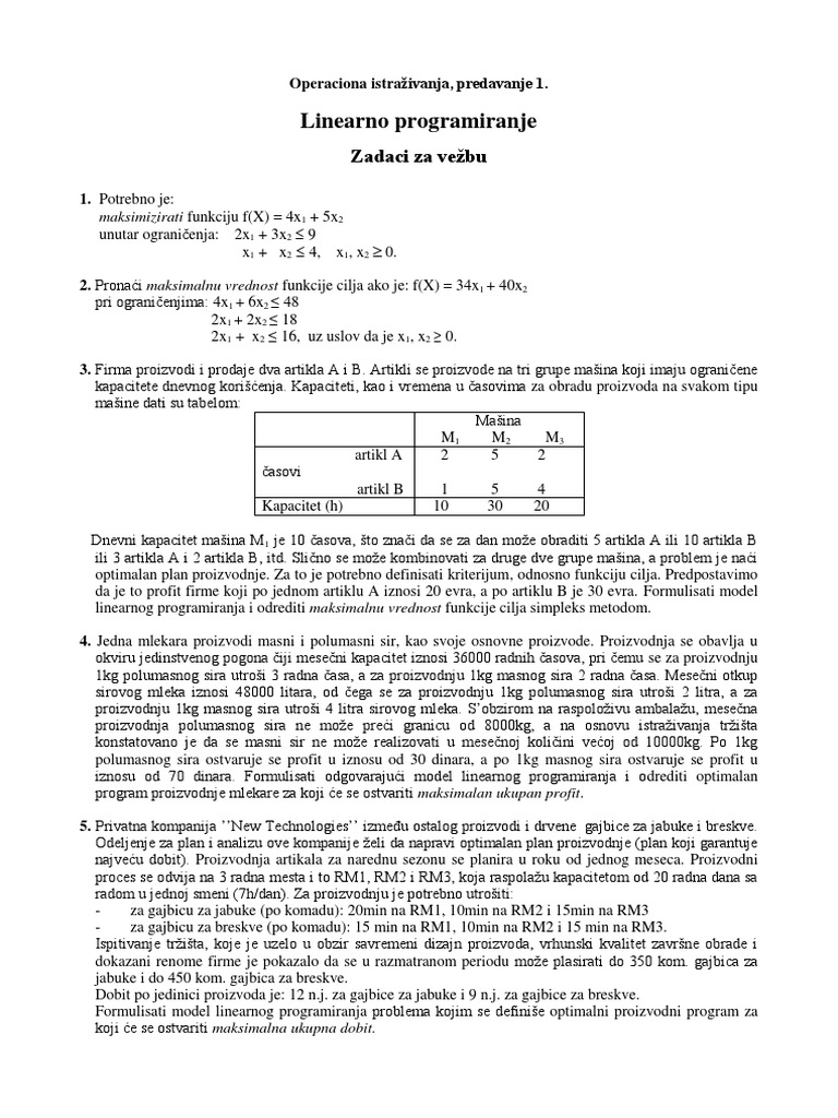 Operaciona Istrazivanja Zadaci | PDF